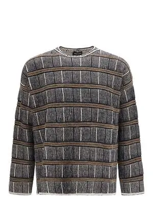 Giorgio Armani Oversized Ribbed Sweater In Silk And Virgin Wool Blend - Blue