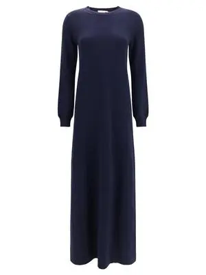 Malo Long Cashmere Crewneck Dress - Blue
