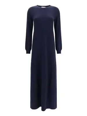 Malo Long Cashmere Crewneck Dress - Blue