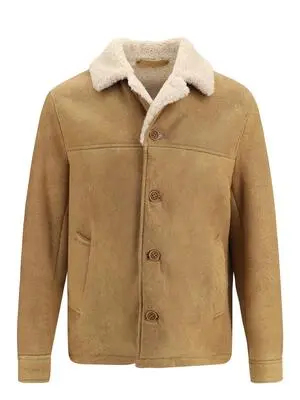 SALVATORE SANTORO Sheepskin Leather Jacket With Fur Lining - Brown
