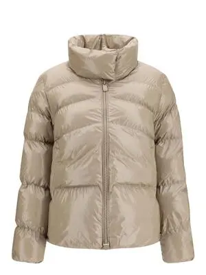 Pinko Quilted Puffer Jacket With Funnel Neck - Beige