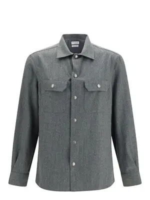 Brunello Cucinelli Virgin Wool Shirt Ale - Grey