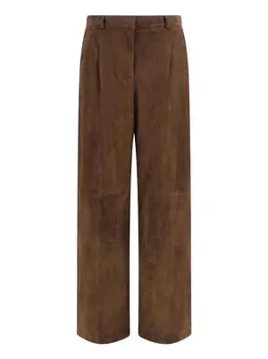 ARMA Suede Wide Leg Trousers - Brown