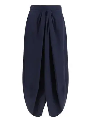 Giorgio Armani Pleated Silk Skirt - Blue
