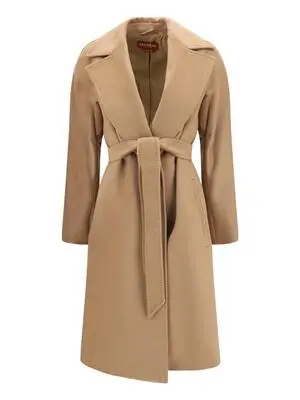Max Mara Max Mara Studio Peak Lapel Wool Coat Beige