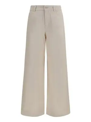 Max Mara Weekend Max Mara Wide Leg Cotton Bull Denim Trousers Beige