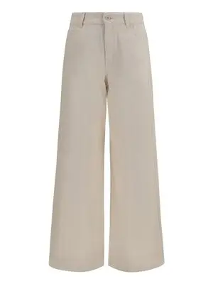 Max Mara Wide Leg Cotton Bull Denim Trousers - White