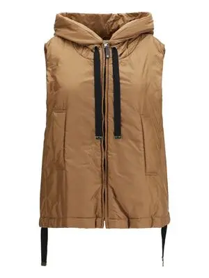 Max Mara Hooded Padded Vest In Water Repellent Canvas - Brown