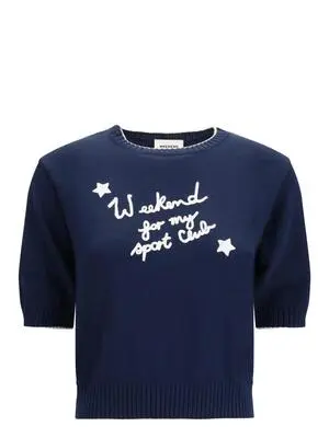 Max Mara Cotton Knit Sweater - Blue