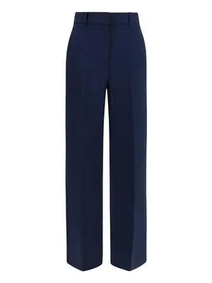 Max Mara Stretch Wool Palazzo Trousers - Blue