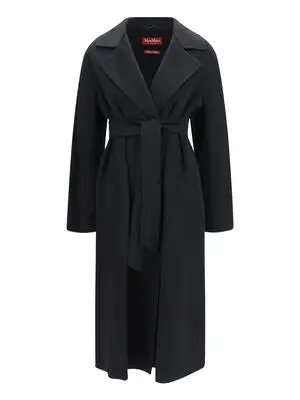Max Mara Max Mara Studio Wool, Cashmere, And Silk Long Robe Coat Black