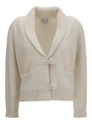 FORTE_FORTE Wool And Cashmere Ribbed Cardigan - White