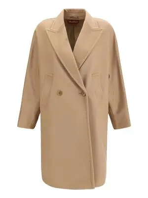 Max Mara Double Breasted Wool Drap Coat - Brown