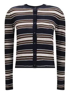 Max Mara Max Mara Studio Striped Silk And Wool Cardigan Blue