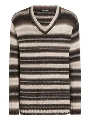 MAISON MARGIELA Wool-blend Sweater With Distressed Hem And Chain Detail - Brown