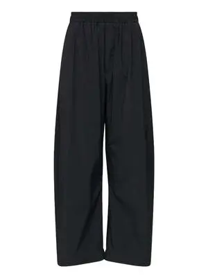 MAISON MARGIELA Drawstring Wide-leg Trousers With Embroidered Logo - Black