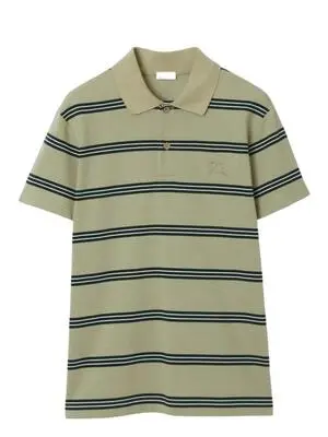 Burberry Logo Embroidered Striped Polo Shirt - Nude