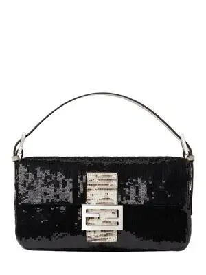 Fendi Fendi Baguette Sequin Shoulder Bag Black