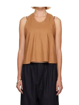 BASERANGE Sleeveless Vest With Round Neck And Overlapping Back - Bathbrown