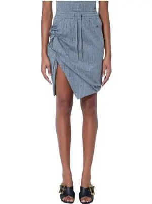 VIVIENNE WESTWOOD Drawstring Midi Skirt With Side Pleats - Grey