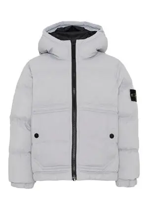 Stone Island Long-sleeved Cotton-padded Jacket With Hood - Grey