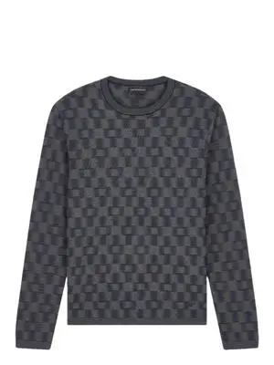 Emporio Armani Textured Knit Crew Neck Sweater - Black