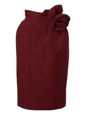 Magda Butrym Magda Butrym Floral-Appliqué Cotton And Silk Midi Skirt Wine Red