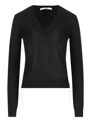 Fendi V-neck Long Sleeve Sweater - Black