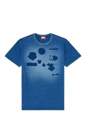 DIESEL® T-shirt With Shadow-effect Patches - Medium Blue