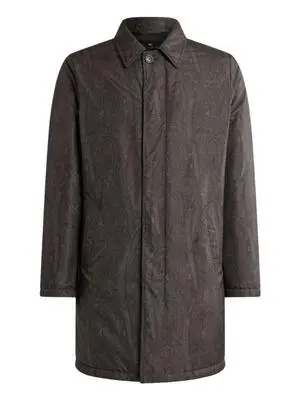 Etro Padded Raincoat With Arnica Motif - Black