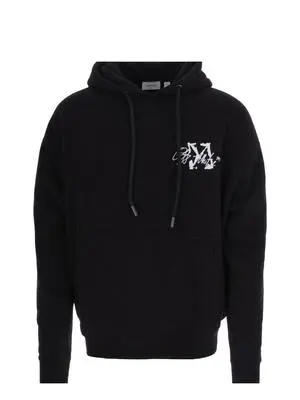 Off-White Long-sleeve Hooded Sweatshirt With Ribbed Details - Black