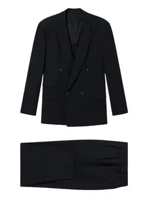 Giorgio Armani Suit Oversized Fit In Pure Virgin Wool Crepe - Black