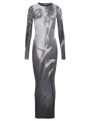 JEAN PAUL GAULTIER Printed Mesh Maxi Dress - Multi-color