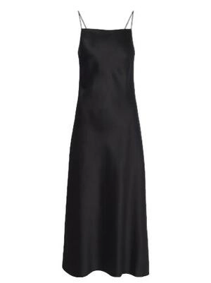 JOSEPH Cloe Silk Satin Midi Dress - Black