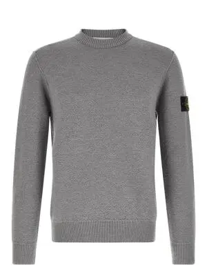 Stone Island Crew Neck Sweater With Textured Processing - Grey