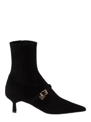 Prada Stretch Suede Ankle Boots With Buckle Detail - Black