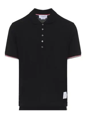 Thom Browne Etro Rwb-striped Short-sleeved Polo Shirt - Black