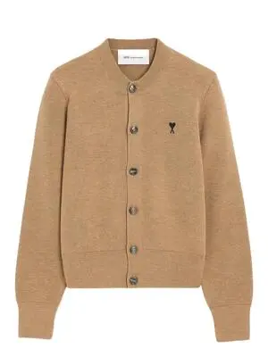 AMI Ami Paris Ami De Coeur Crewneck Cardigan In Responsible Wool