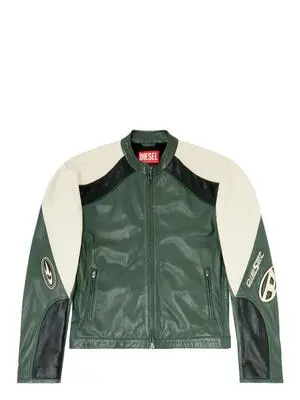 DIESEL® L-ahti Leather Jacket - Beige/black