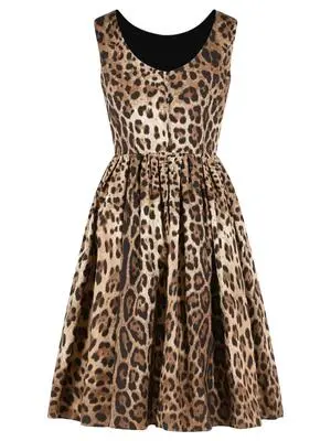 DOLCE & GABBANA Dolce & Gabbana Leopard Print Sleeveless Midi Dress