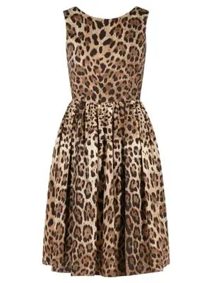 Dolce & Gabbana Leopard Print Sleeveless Midi Dress - Nude