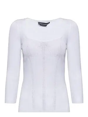 Dolce & Gabbana Viscose Rib-knit Pullover With Long Sleeves - White
