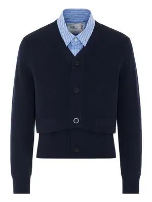 Sacai Layered Button-up Cardigan - Black