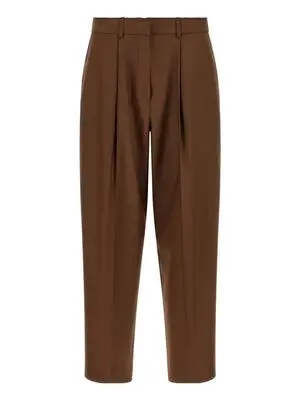 GIANLUCA CAPANNOLO Nora Pleated Tapered Trousers - Brown