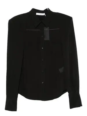 IRO PARIS Classic Collar Long Sleeve Shirt With Patch Pocket And Curved Hem - Black