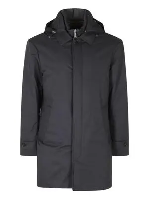 MOORER Long-sleeve Hooded Jacket - Dark Blue