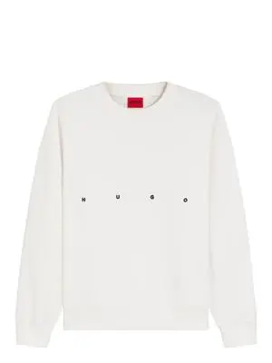 Hugo Boss Graphic Print Logo Embroidered Sweater - White