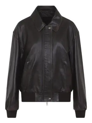 Prada Leather Bomber Jacket - Brown
