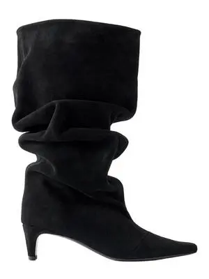 Staud Sueded Knee High Boots With Pointed Toe - No