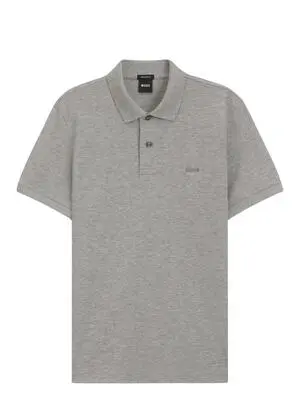 Hugo Boss Pallas Polo Shirt In Cotton Pique With Embroidered Logo Grey